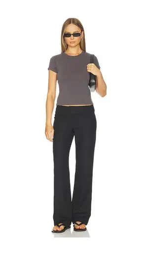 ST. AGNI Organic Cotton Cropped Baby Tee - Charcoal