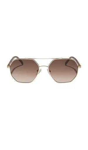DIFF EYEWEAR Thin Metal Navigator Sunglasses - Brown