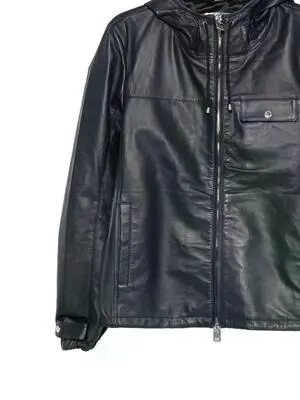 LES HOMMES Hooded Leather Jacket