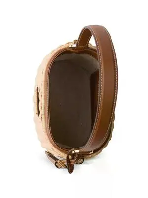 Prada Woven Bucket Bag With Leather Details - Neutrals