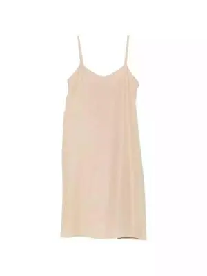 A TENTATIVE ATELIER Satin-finish V-neck Midi Dress - Neutrals