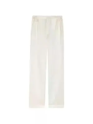 DELOS Gilbert Pleated Silk Satin Trousers - Neutrals