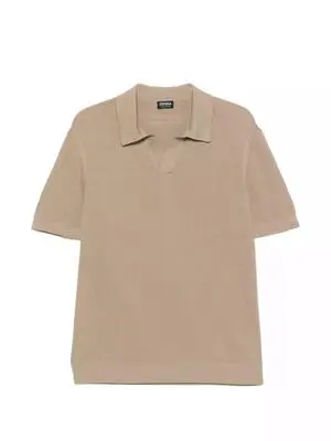 Zegna Waffle-knit V-neck T-shirt - Neutrals