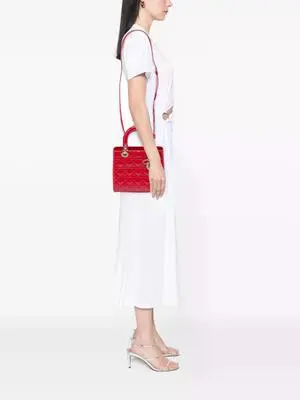 Dior 2016 Medium Cannage Lady Satchel - Red