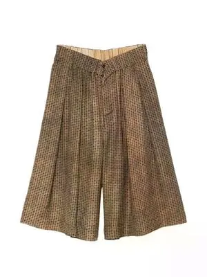 UMA WANG Geometric Print Pleated Wide Leg Shorts