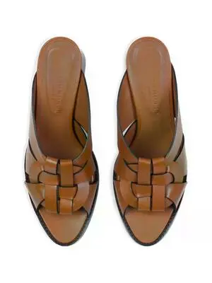 SCAROSSO Aida Woven Leather Sandals - Neutrals