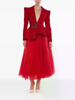 ARAFTU Peplum Tulle-panel Dress - Red