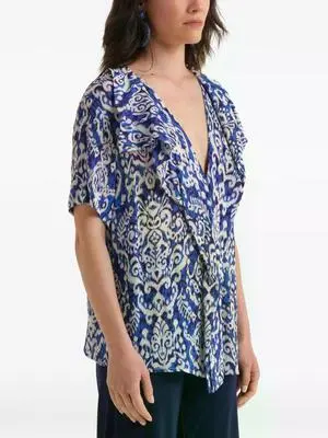 Malìparmi Ikat-print Ruffled Top