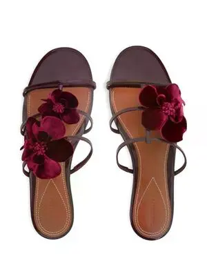 Zimmermann Orchid Floral-appliqué Sandals - Red