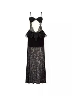 David Koma Lace-paneled Cut-out Dress - Black