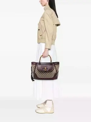 Gucci Medium Gg Canvas Bamboo Tassel Tote Bag