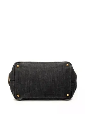 Prada 2013-2026 Denim Canapa Logo Satchel - Black