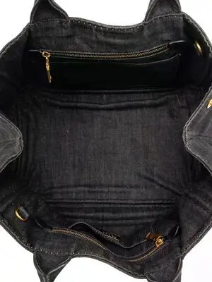 Prada 2013-2026 Denim Canapa Logo Satchel - Black