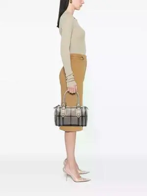 Burberry Smoke Check Coated Canvas Chester Boston Bag