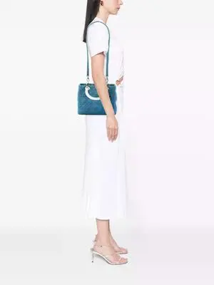 Dior 1999 Medium Denim Cannage Lady Satchel - Blue