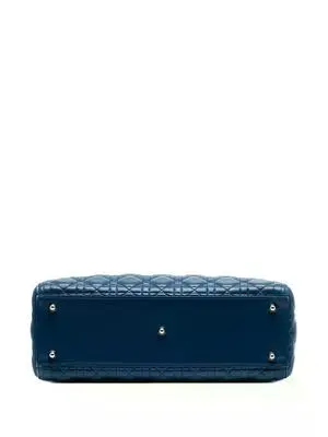 Dior 2014 Large Lambskin Cannage Lady Satchel - Blue