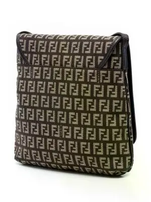 Fendi Zucchino Canvas Flap Crossbody Bag - Brown
