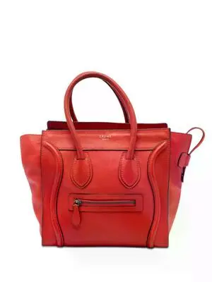 Celine 2012 Micro Leather Luggage Tote Handbag - Orange