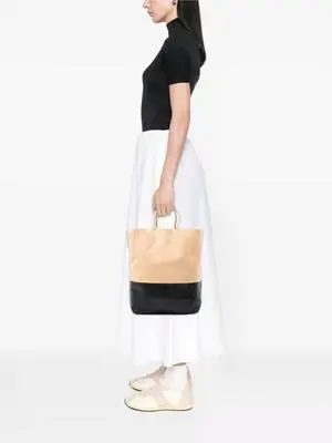 Celine 2010 Bicolor Leather Vertical Cabas Tote Bag - Black