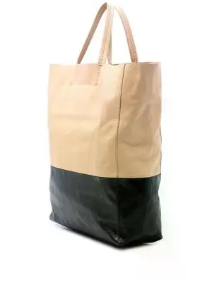 Celine 2010 Bicolor Leather Vertical Cabas Tote Bag - Black