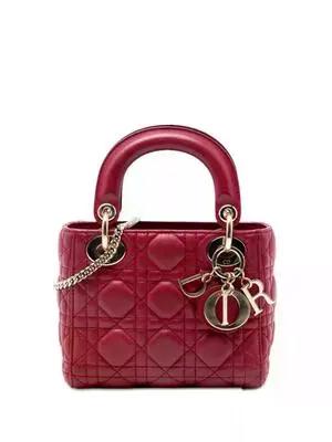 Dior Lambskin Cannage Lady Satchel - Red