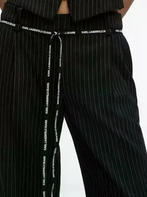 Karl Lagerfeld Pinstripe Logo Tape Trousers