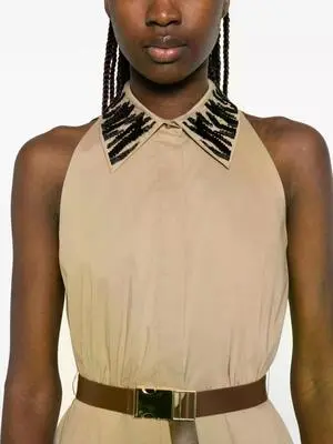 Max Mara Beaded Collared Dress