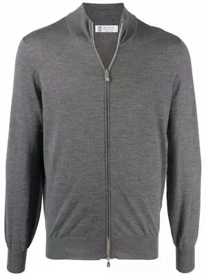 Brunello Cucinelli Zipped Knit Cardigan - Grey