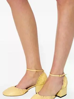 ODISSI Ruched Leather Heeled Pumps