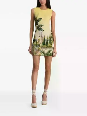 Alice + Olivia Wynell Landscape-print Mini Dress - Yellow