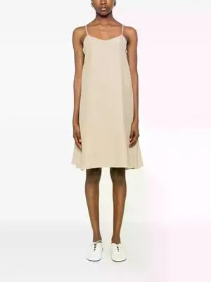 A TENTATIVE ATELIER Satin-finish V-neck Midi Dress