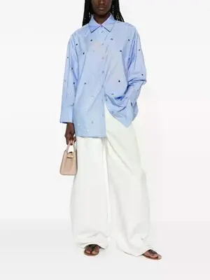 TWINSET Crystal-embellished Eyelet Shirt