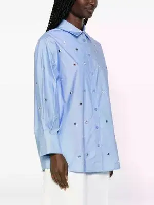 TWINSET Crystal-embellished Eyelet Shirt