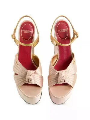 Valentino Garavani Satin Platform Sandals With Knot Detail - Pink