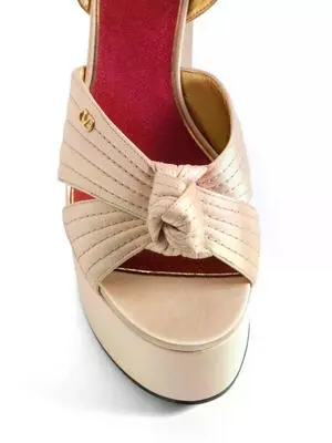 Valentino Garavani Satin Platform Sandals With Knot Detail - Pink