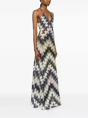 Missoni Maxi Zigzag Pattern V-neck Dress