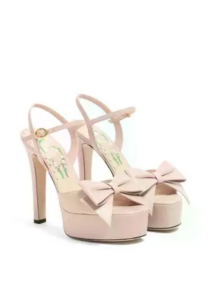 Valentino Garavani Kidskin Platform Sandals With Bow Detail - Pink