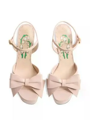 Valentino Garavani Kidskin Platform Sandals With Bow Detail - Pink