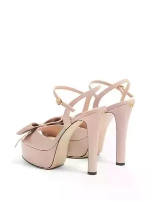 Valentino Garavani Kidskin Platform Sandals With Bow Detail - Pink