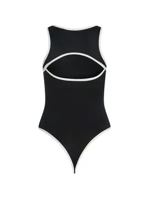 Karl Lagerfeld Racerneck Thong Bodysuit With Cut-out Back