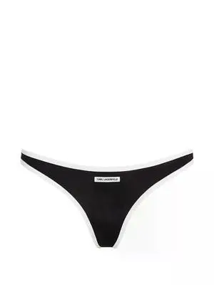 Karl Lagerfeld Logo-patch Contrast-trim Thong - Black