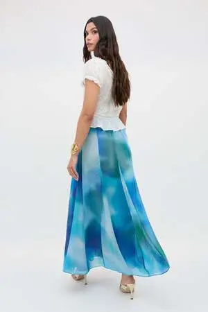 Rixo Billy Jessica Alexandra Georgette Midi Skirt - Blue
