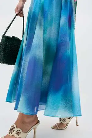 Rixo Billy Jessica Alexandra Georgette Midi Skirt - Blue