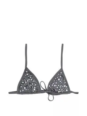 Gimaguas Gaia Crystal-embellished Bikini Top - Grey