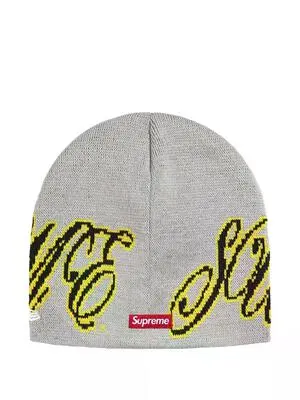 Supreme Cursive Beanie Hat - Grey