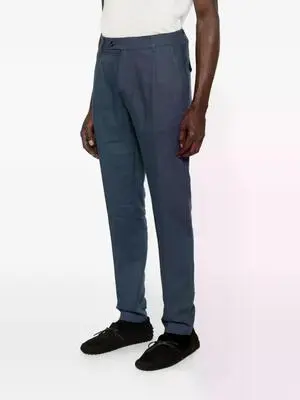 Eleventy Pleated Linen Trousers - Blue