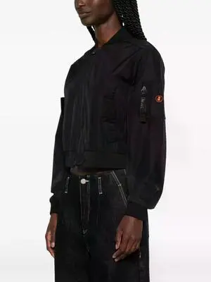 SAVE THE DUCK Ribbed-trim Cropped Bomber Jacket - Black