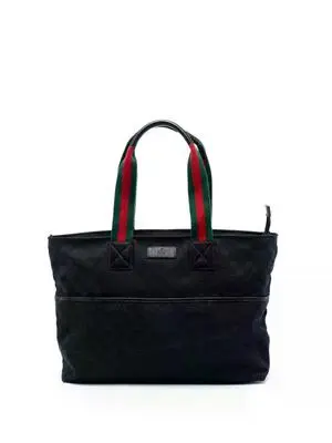 Gucci Gg Canvas Web Tote Bag - Black