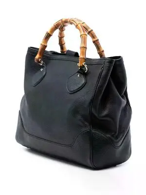 Gucci Leather Bamboo Diana Tote Bag - Black