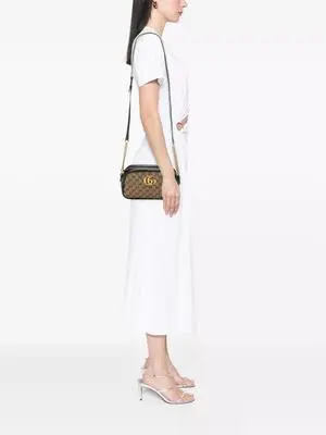 Gucci Gg Marmont Canvas And Leather Crossbody Bag - Neutrals